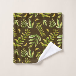 Green Plant Leaves Pattern Bath Towel Set | Zazzle