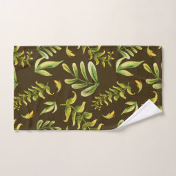 Green Plant Leaves Pattern Bath Towel Set | Zazzle
