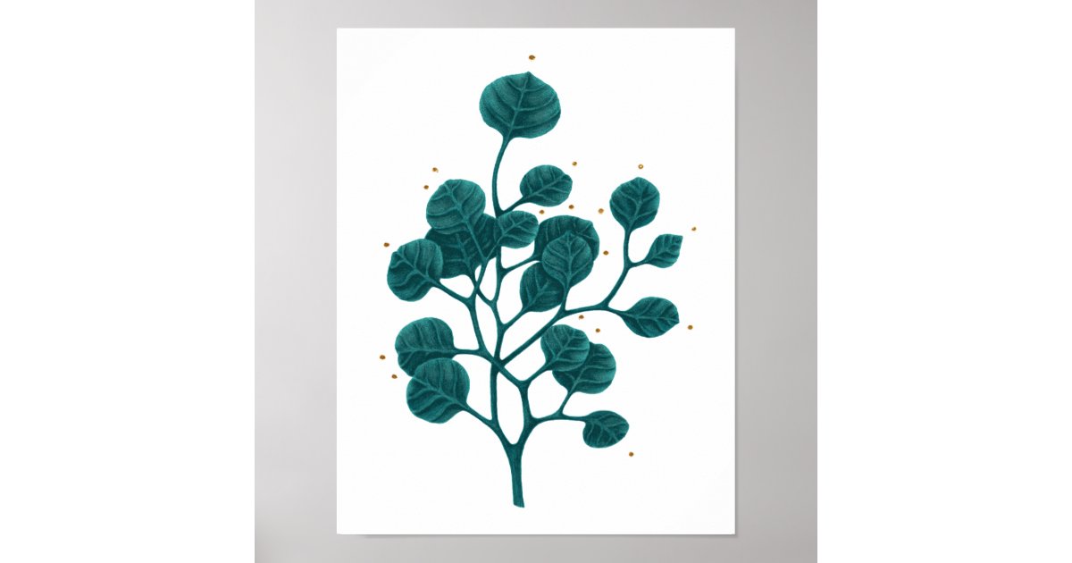 Green Plant Pattern Pen Drawing Poster | Zazzle