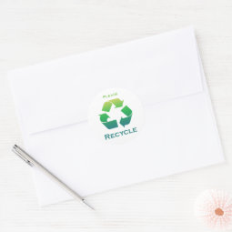 Green Please Recycle Stickers | Zazzle