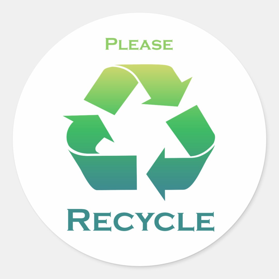 Green Please Recycle Stickers | Zazzle