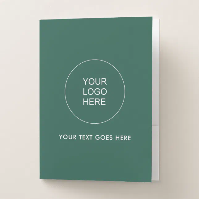 Green Pocket Folder Custom Add Logo Text Here | Zazzle