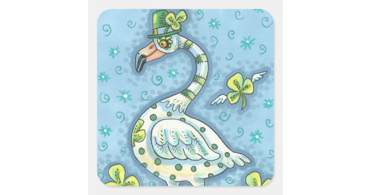 GREEN POLKA DOT IRISH FLAMINGO STICKERS Sheet | Zazzle