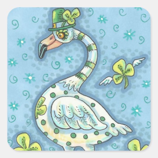 GREEN POLKA DOT IRISH FLAMINGO STICKERS Sheet | Zazzle.com