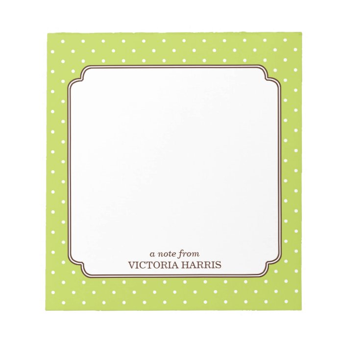 Green polka dot personalized girly cute notepad | Zazzle.com