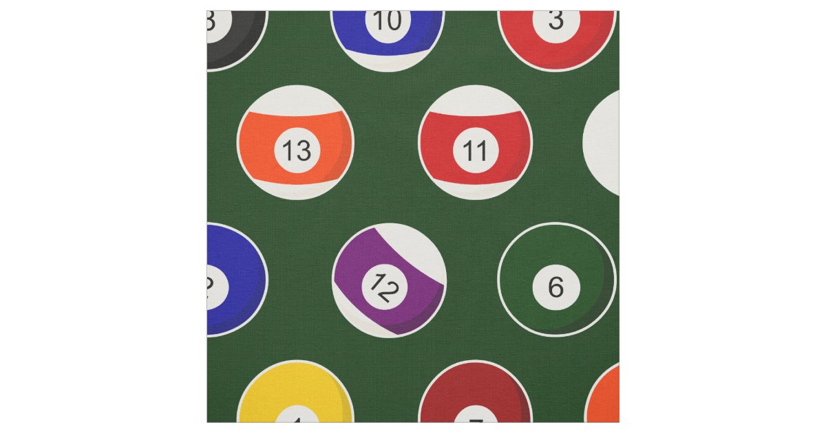 Green Pool Ball Billiards Pattern Large Repeat Fabric | Zazzle