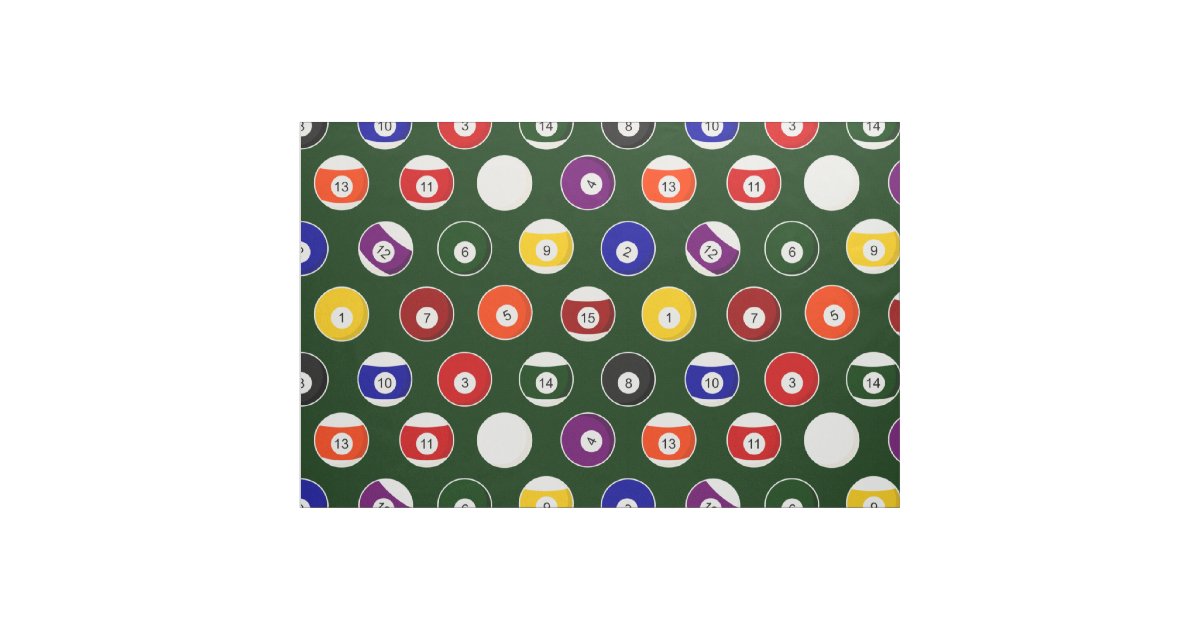 Green Pool Ball Billiards Pattern Large Repeat Fabric | Zazzle