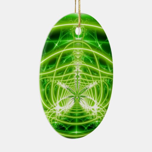 Green Pot Leaf Fractal Ceramic Ornament | Zazzle