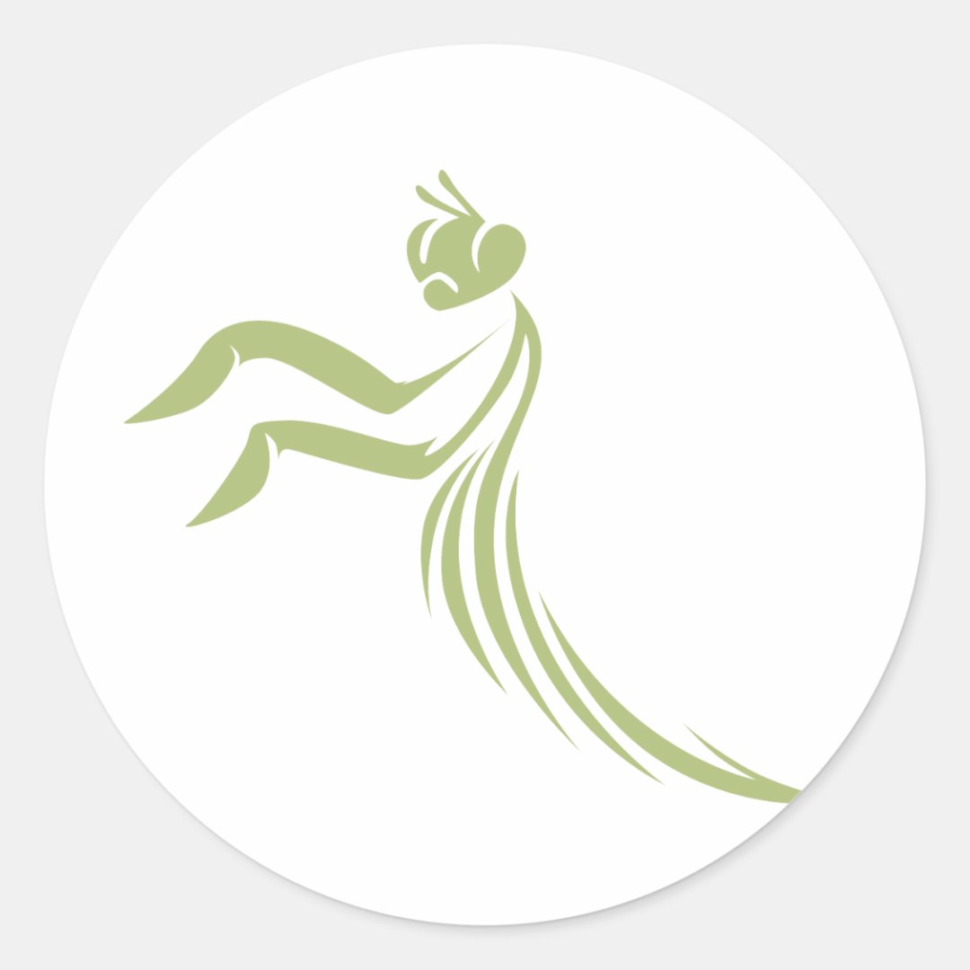 Green Praying Mantis Logo Classic Round Sticker | Zazzle