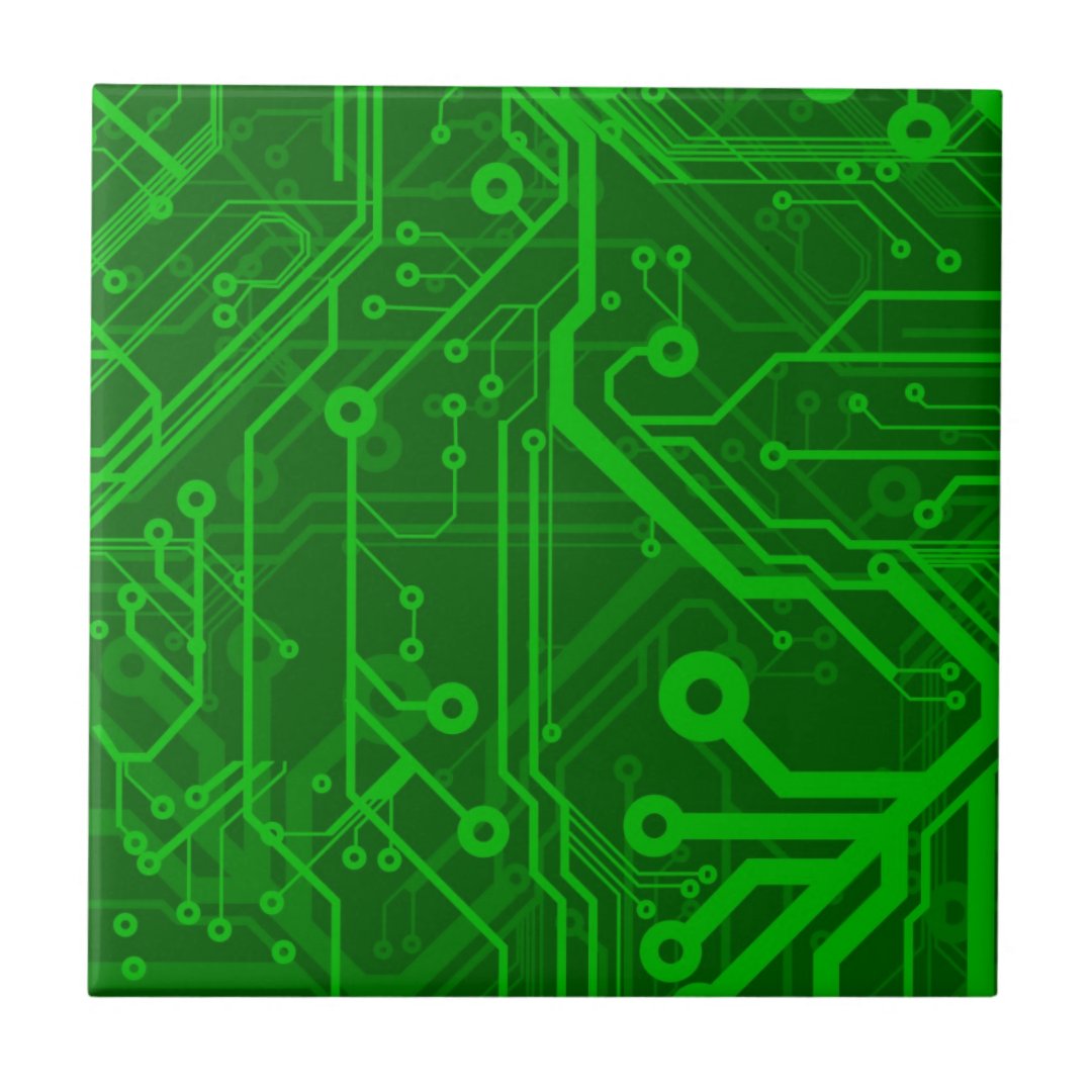 Green Printed Circuit Board Pattern Ceramic Tile | Zazzle