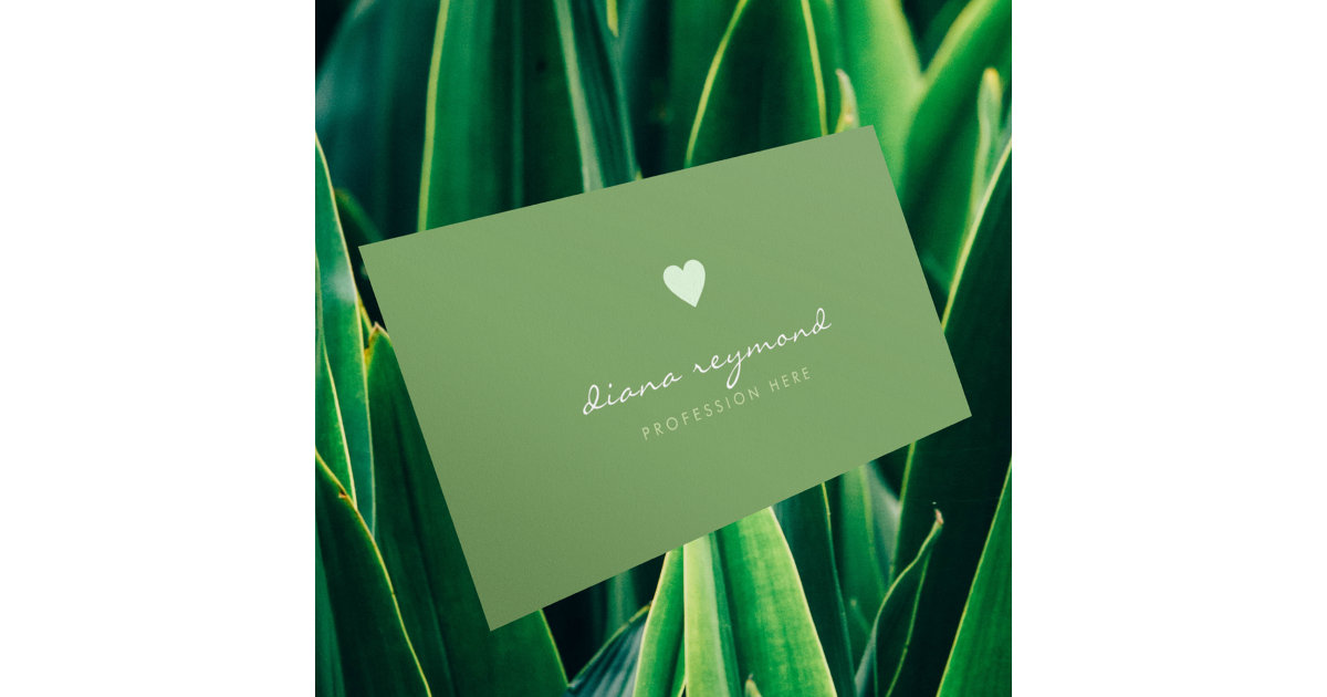 green professional contact-card / love heart calling card | Zazzle