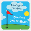 Green putt putt mini golf kids Birthday party Square Sticker | Zazzle