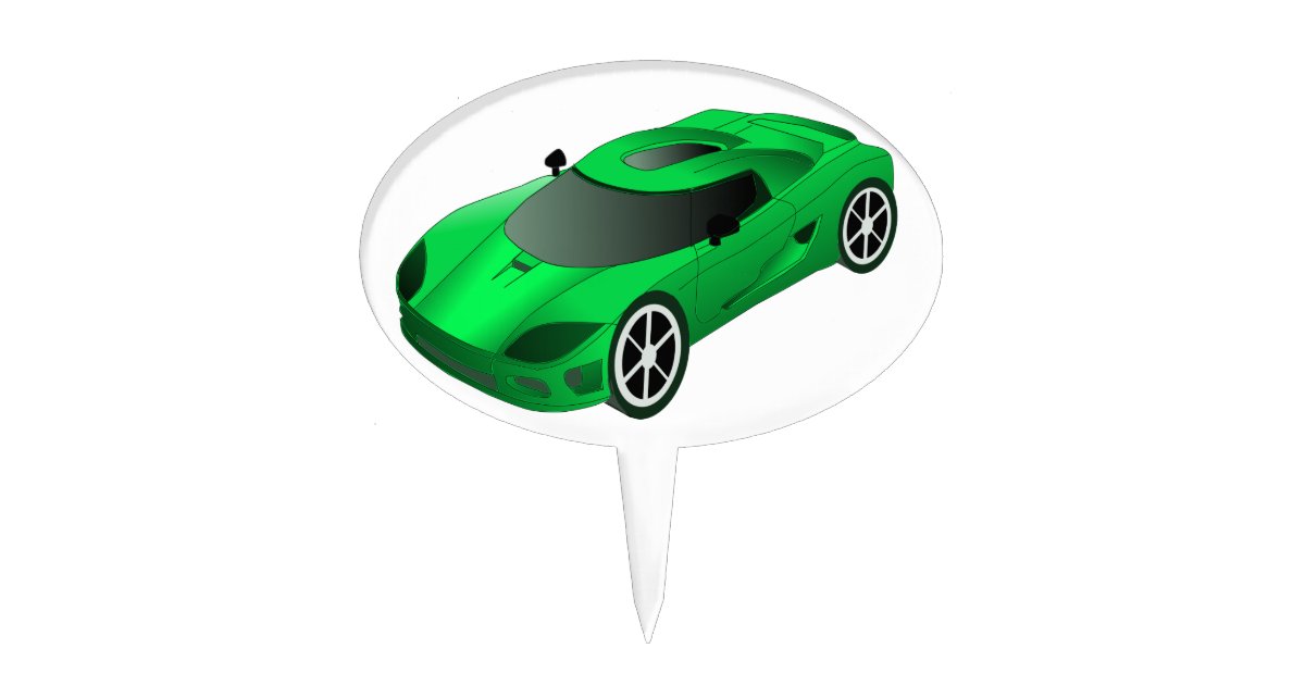 Green Race Car Cake Topper | Zazzle