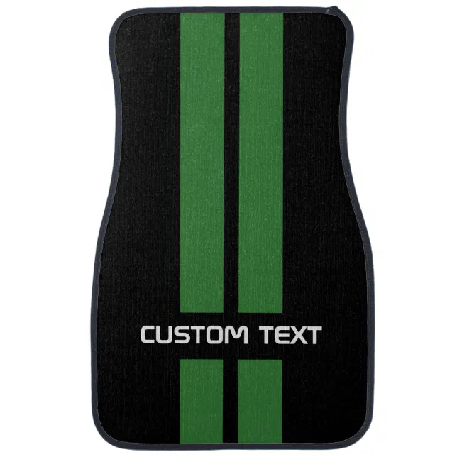 Green Racing Stripes Car Mats - with custom text | Zazzle