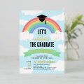 Green Rainbow Clouds Let's Celebrate the Graduate Foil Invitation | Zazzle