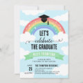 Green Rainbow Clouds Let's Celebrate the Graduate Invitation | Zazzle