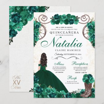 Green Ranchero Princess Dress Quinceanera Invitation | Zazzle