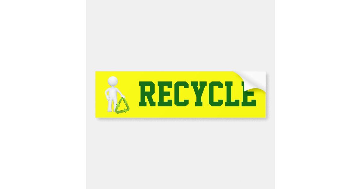 Green Recycle Symbol & Man Bumper Sticker | Zazzle
