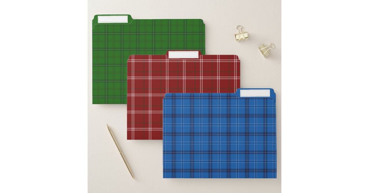 Green, Red and Blue Plaid File Folder | Zazzle