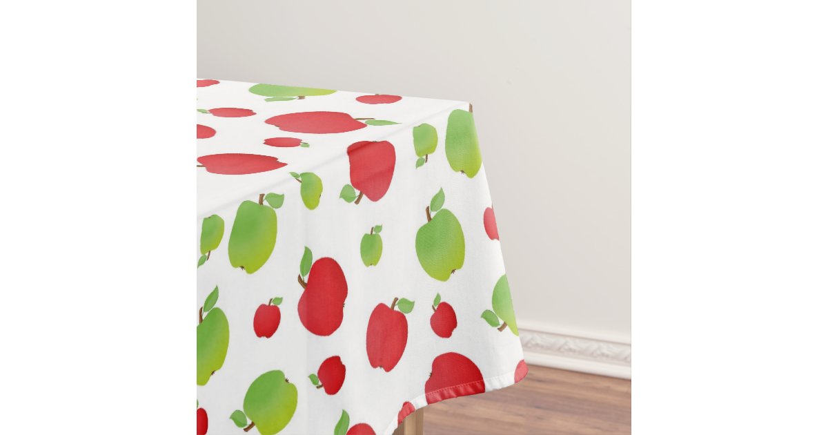 Green & Red Apple Print Tablecloth | Zazzle