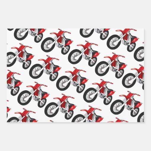 Green, Red, Blue Dirt Bike Motorcycle Wrapping Paper Sheets | Zazzle