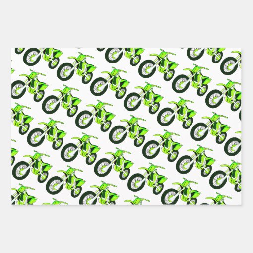 Green, Red, Blue Dirt Bike Motorcycle Wrapping Paper Sheets | Zazzle