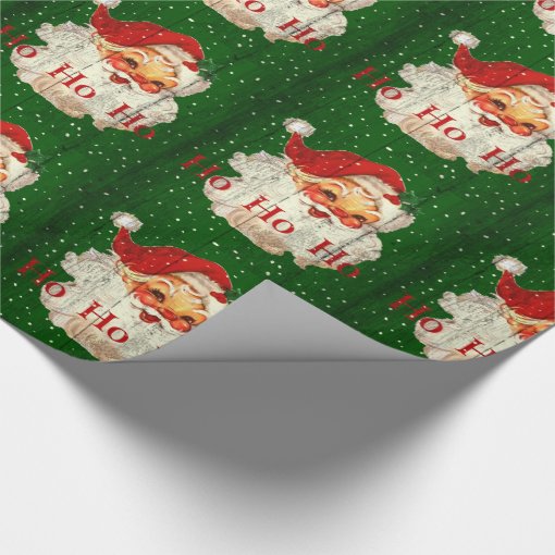 Green Red Santa Claus Ho Ho Ho Wrapping Paper | Zazzle