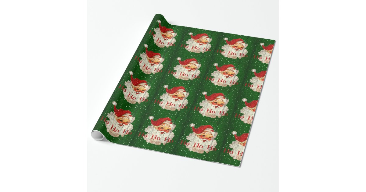 Green Red Santa Claus Ho Ho Ho Wrapping Paper | Zazzle