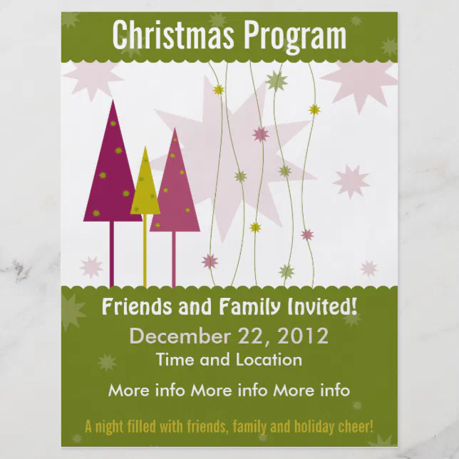 Green Retro Christmas Program Flyer | Zazzle