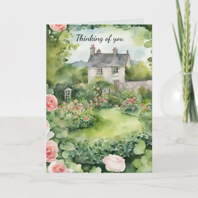 Green Rose Country Thinking of You Thank You Card | Zazzle