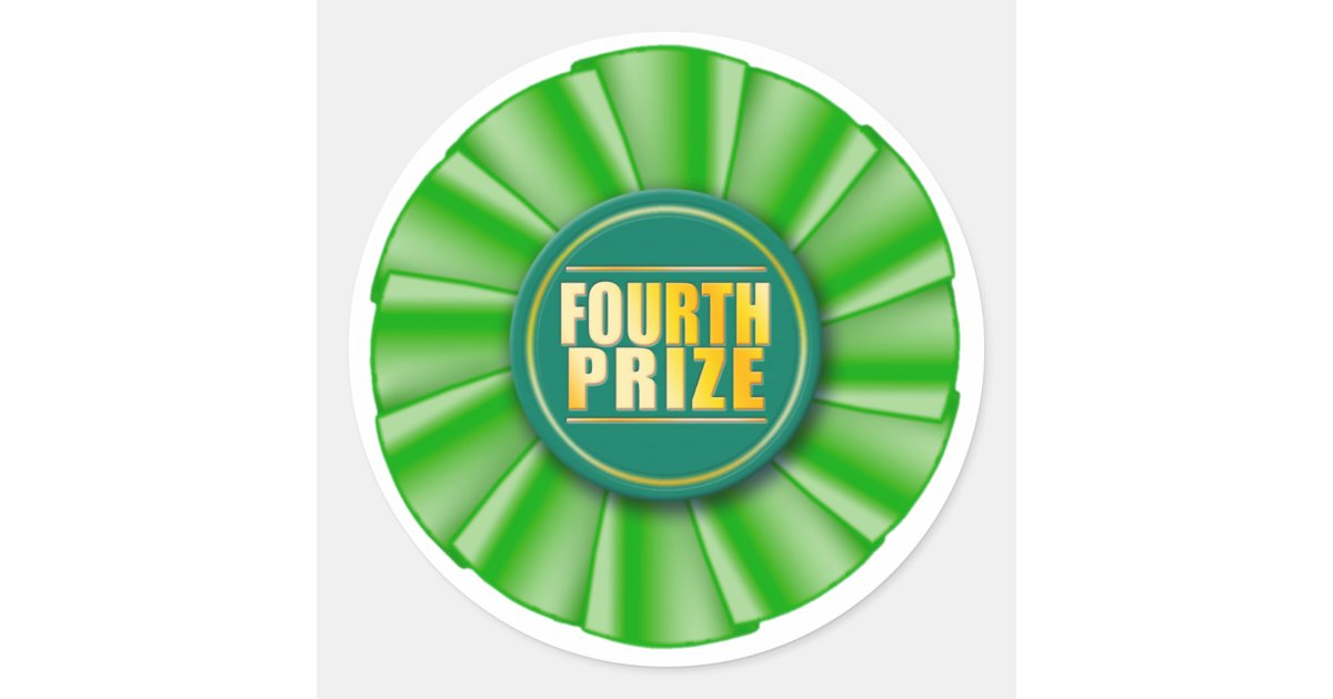 green rosette fourth prize sticker | Zazzle