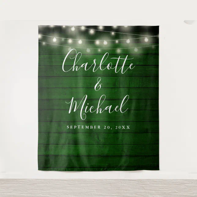 Green Rustic Wood Wedding Photo Booth Backdrop | Zazzle