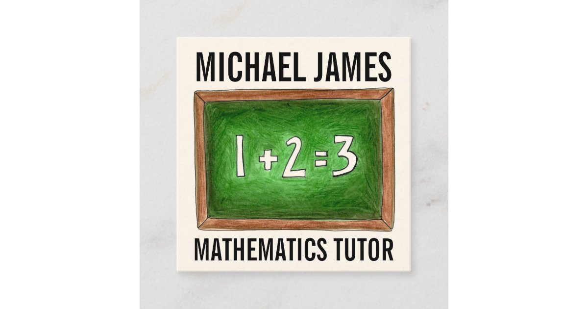 Green School Chalkboard Slate Math Tutor Teacher Square Business Card ...