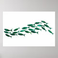 Green School of Fish Watercolor Poster | Zazzle
