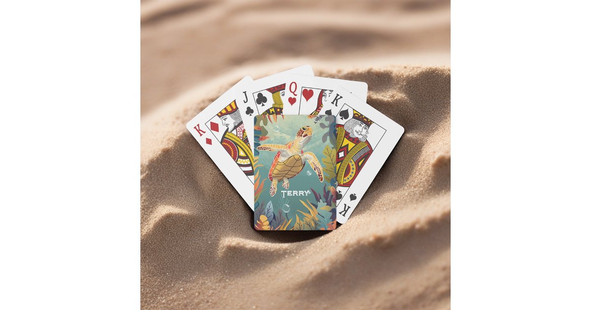 Green Sea Turtle Poker Cards | Zazzle