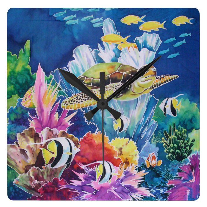 Green Sea Turtle Wall Clock Tropical Ocean Fish | Zazzle.com