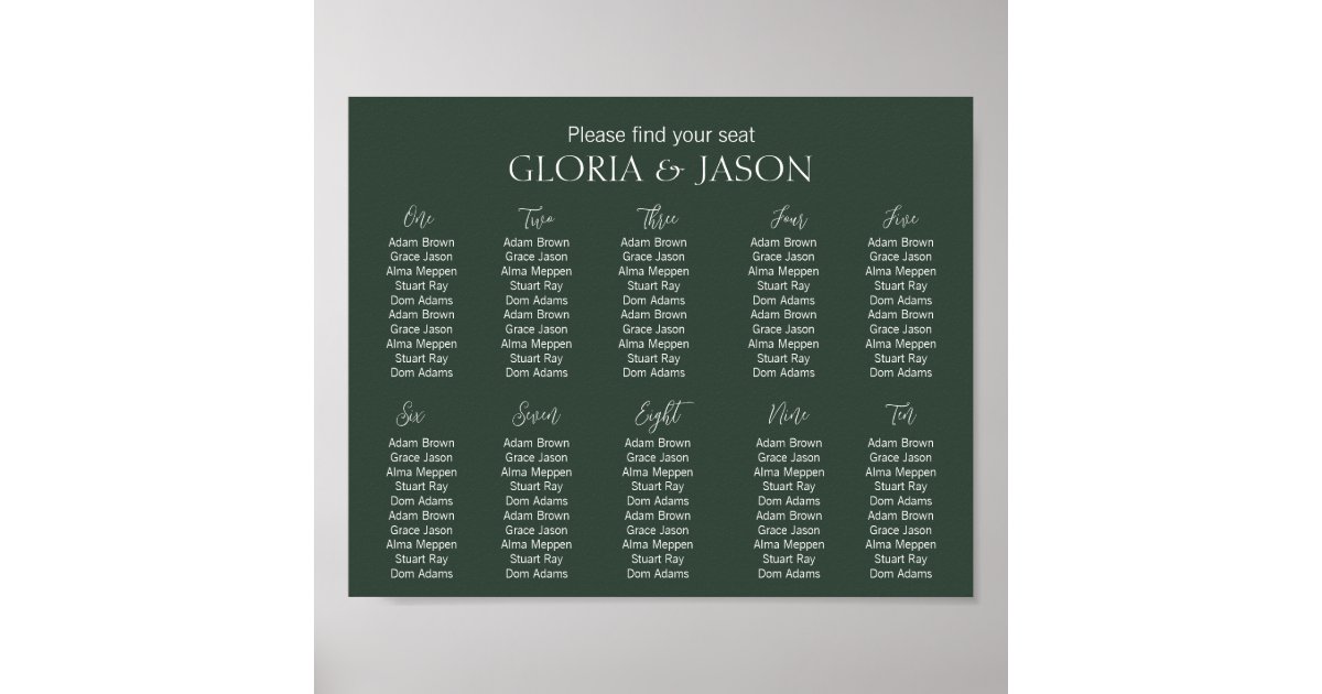 Green seating chart | Zazzle
