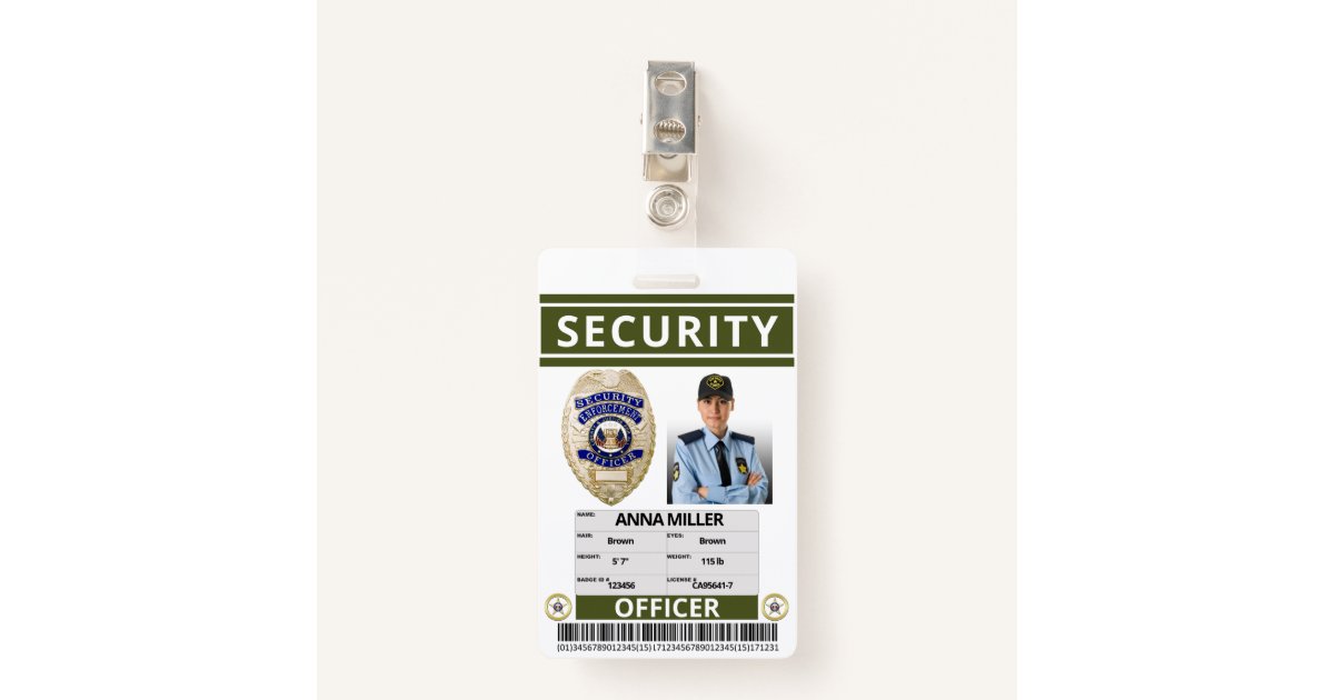 Green Security Guard Create Your Own Employee Badge | Zazzle