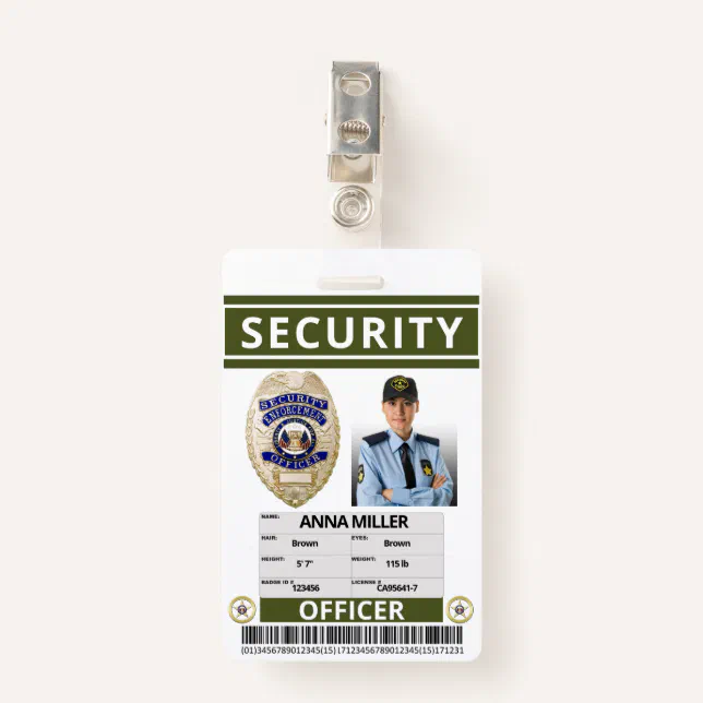 Green Security Guard Create Your Own Employee Badge | Zazzle