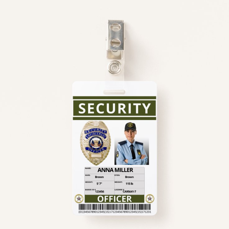 Green Security Guard Create Your Own Employee Badge | Zazzle