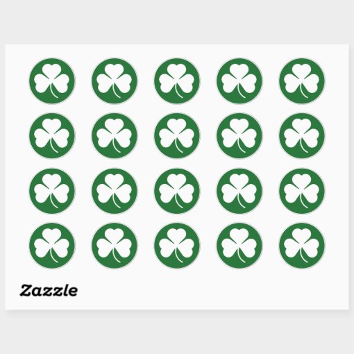 Green Shamrock Classic Round Sticker | Zazzle