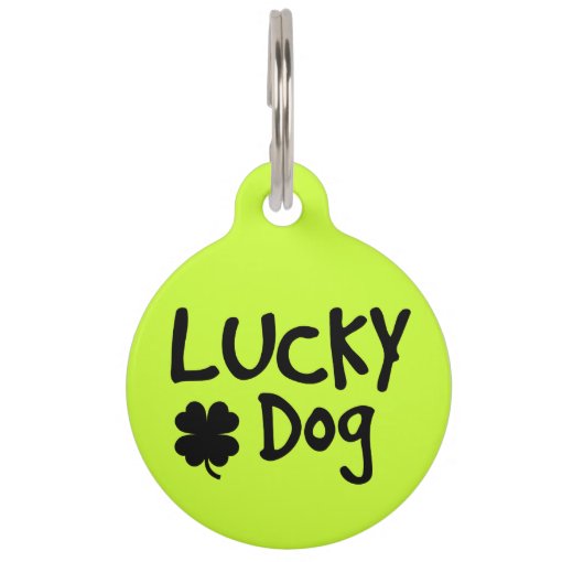 Green Shamrock Lucky Dog Custom Pet Tag | Zazzle