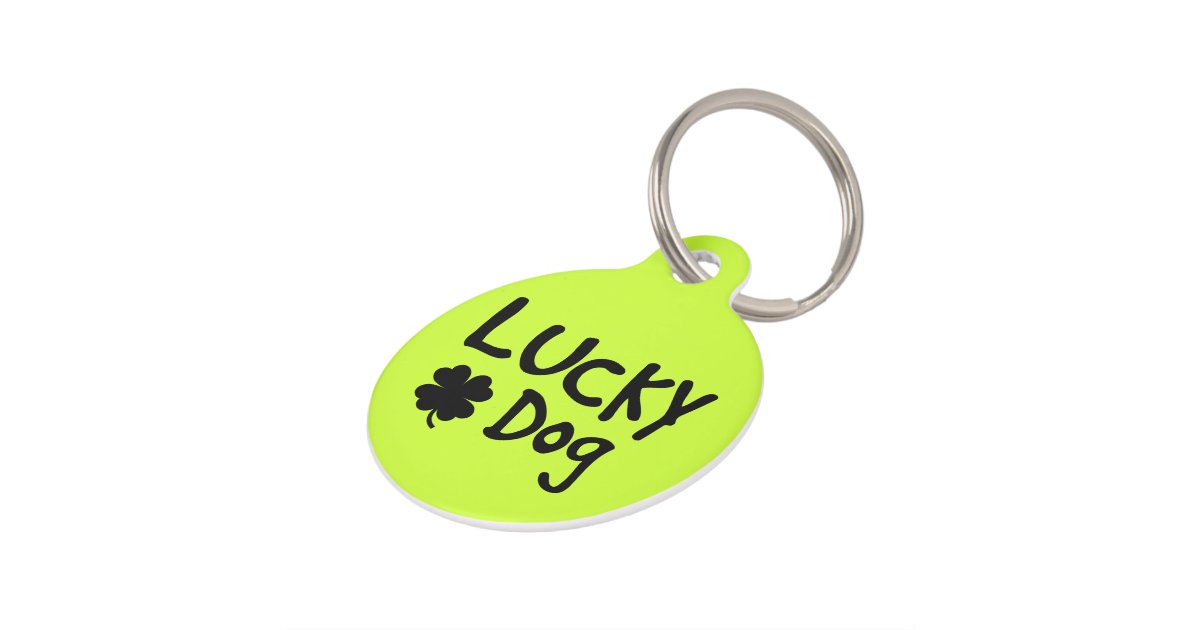 Green Shamrock Lucky Dog Custom Pet Tag | Zazzle