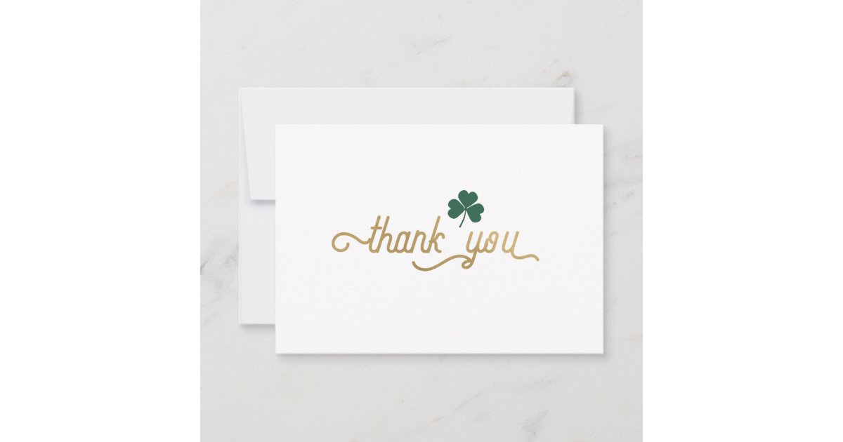 Green Shamrock, Simple Elegant Thank You Card | Zazzle