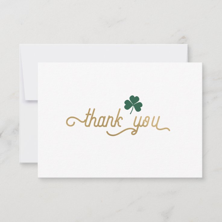 Green Shamrock, Simple Elegant Thank You Card | Zazzle