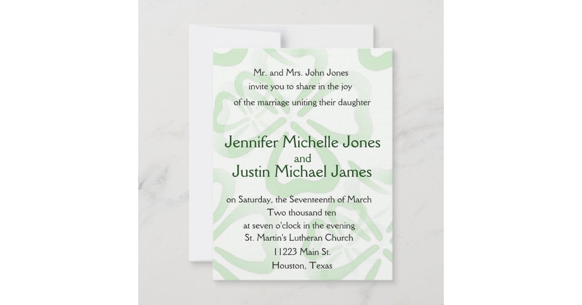 Green Shamrock Wedding Invitation | Zazzle
