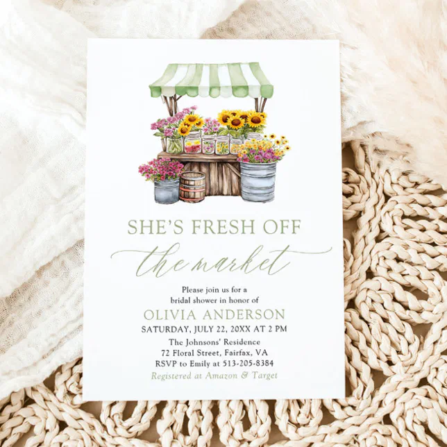 Green She’s Fresh Off The Market Bridal Shower Invitation | Zazzle