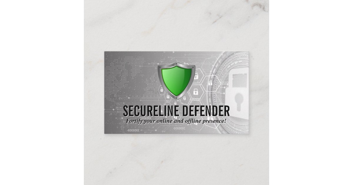 Green Shield Security Logo | Modern Background Business Card | Zazzle