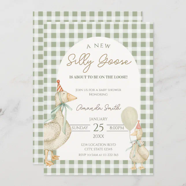 Green Silly Goose Baby shower Invitation | Zazzle