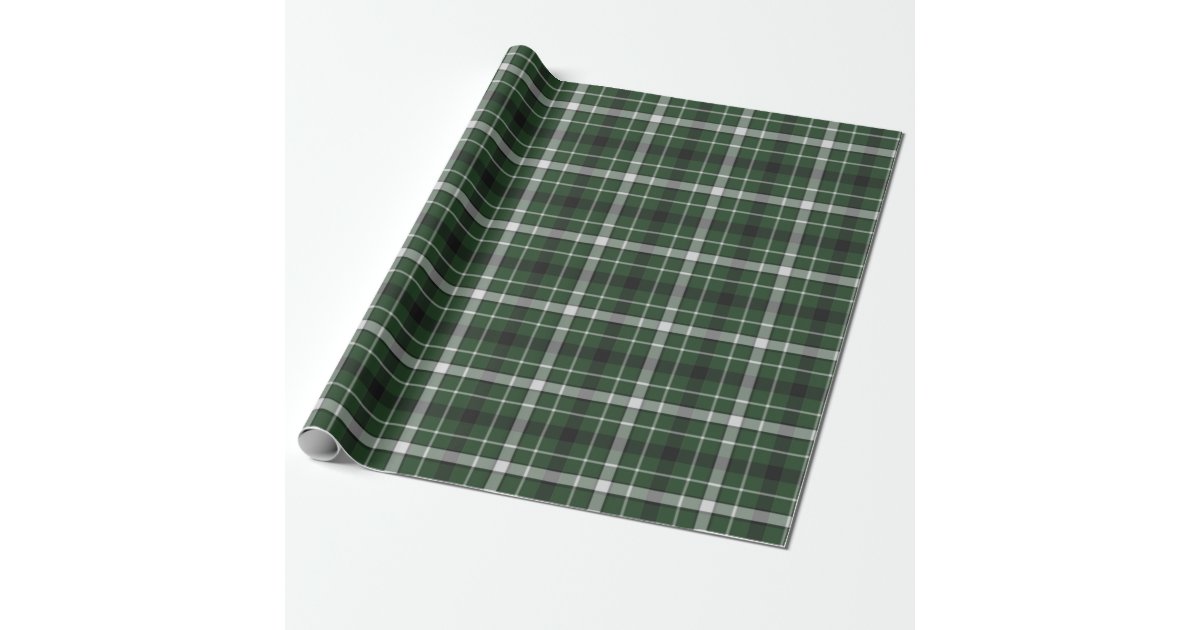 Green silver plaid wrapping paper | Zazzle